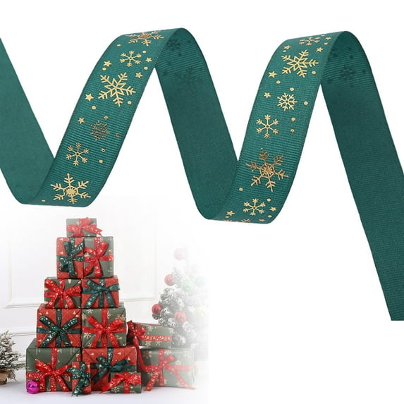 5.5 Yards Christmas Ribbons, 2.5 cm Wide Satin Printed Gift Wrapping ...