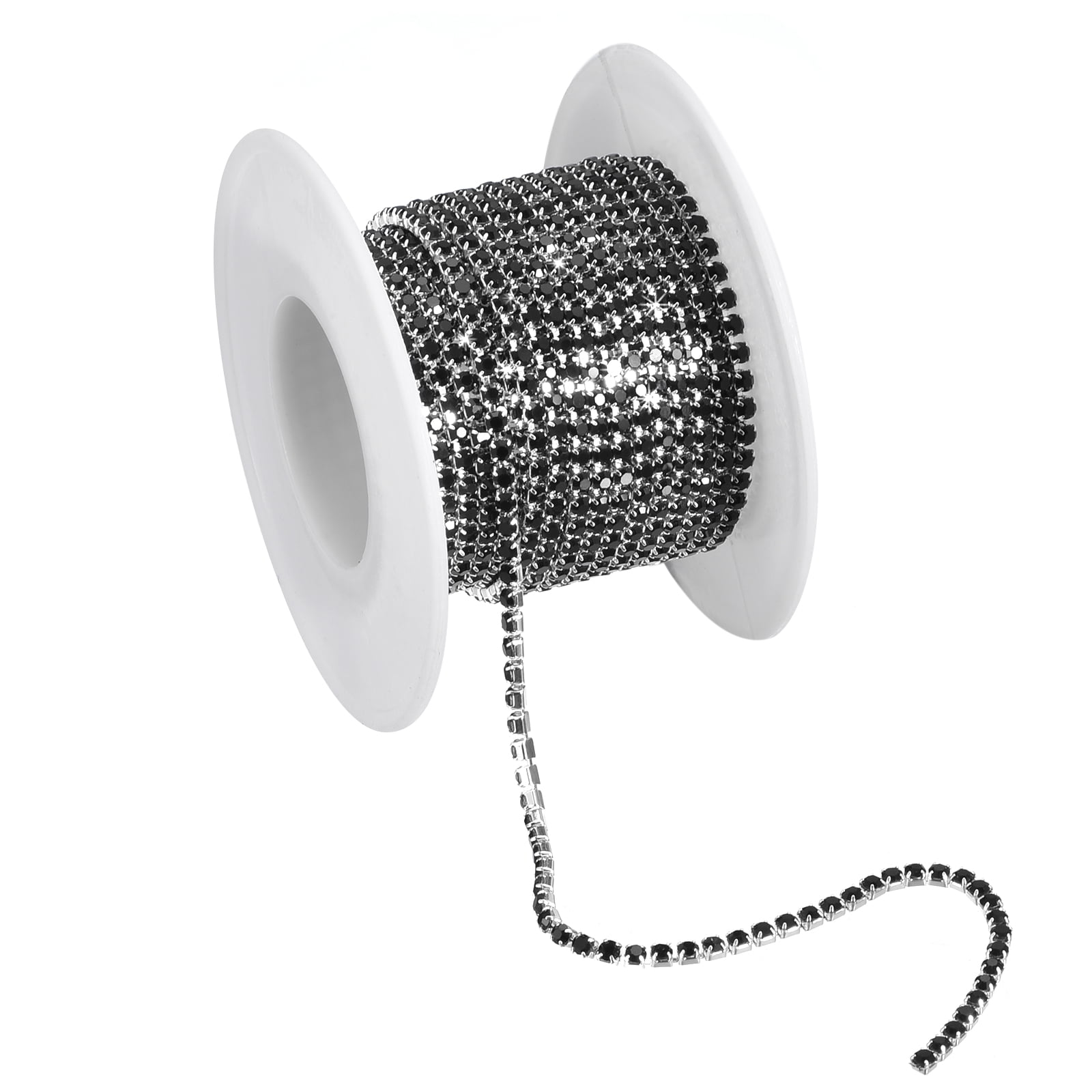 Uxcell 1 Roll Crystal Rhinestone Chain Sew on Metal Close Claw Chain ...