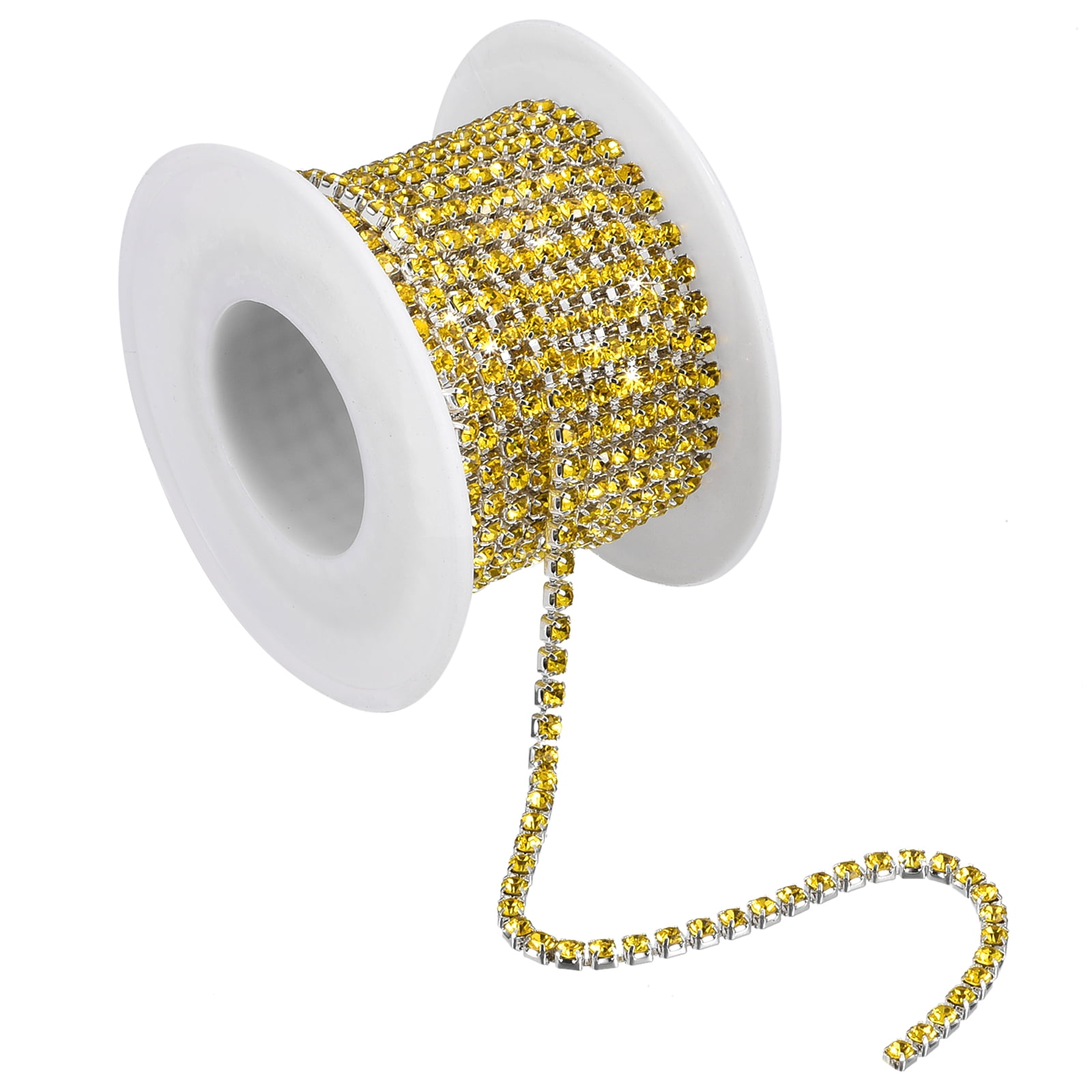 Uxcell 1 Roll Crystal Rhinestone Chain Sew on Metal Close Claw Chain ...