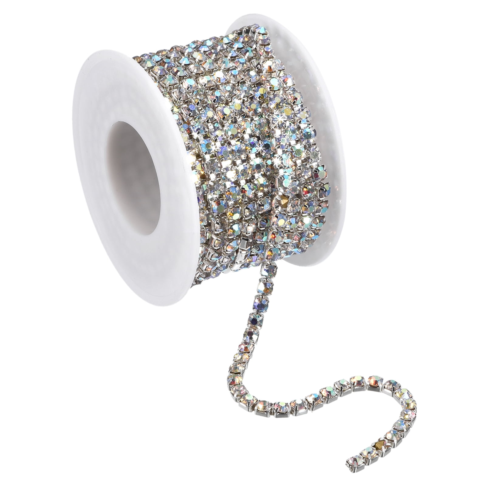 Uxcell 1 Roll Crystal Rhinestone Chain Sew on Metal Close Claw Chain ...