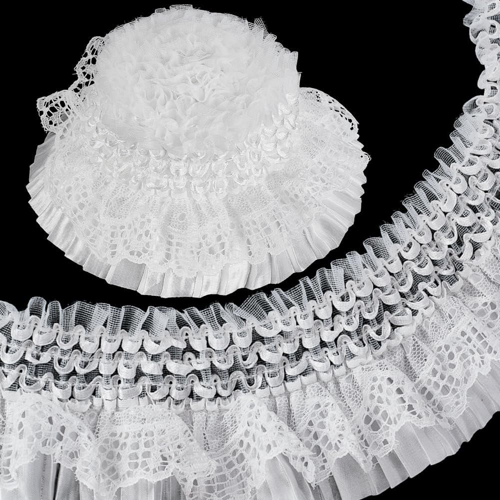 5.5 Yards Gorgeous Elastic Ruffle Trim 3 Inch Wide Double Layer Pleated ...