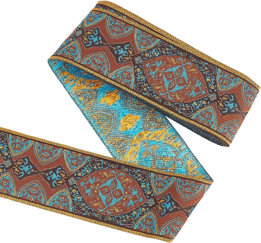 5.5 Yards Jacquard Ribbon Trim 2 inch Wide Vintage Floral Embroidery ...