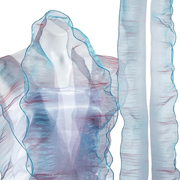 5.5 Yards Ruffle Pleated Chiffon Trim Iridescent Ruffle Ribbon Steel ...