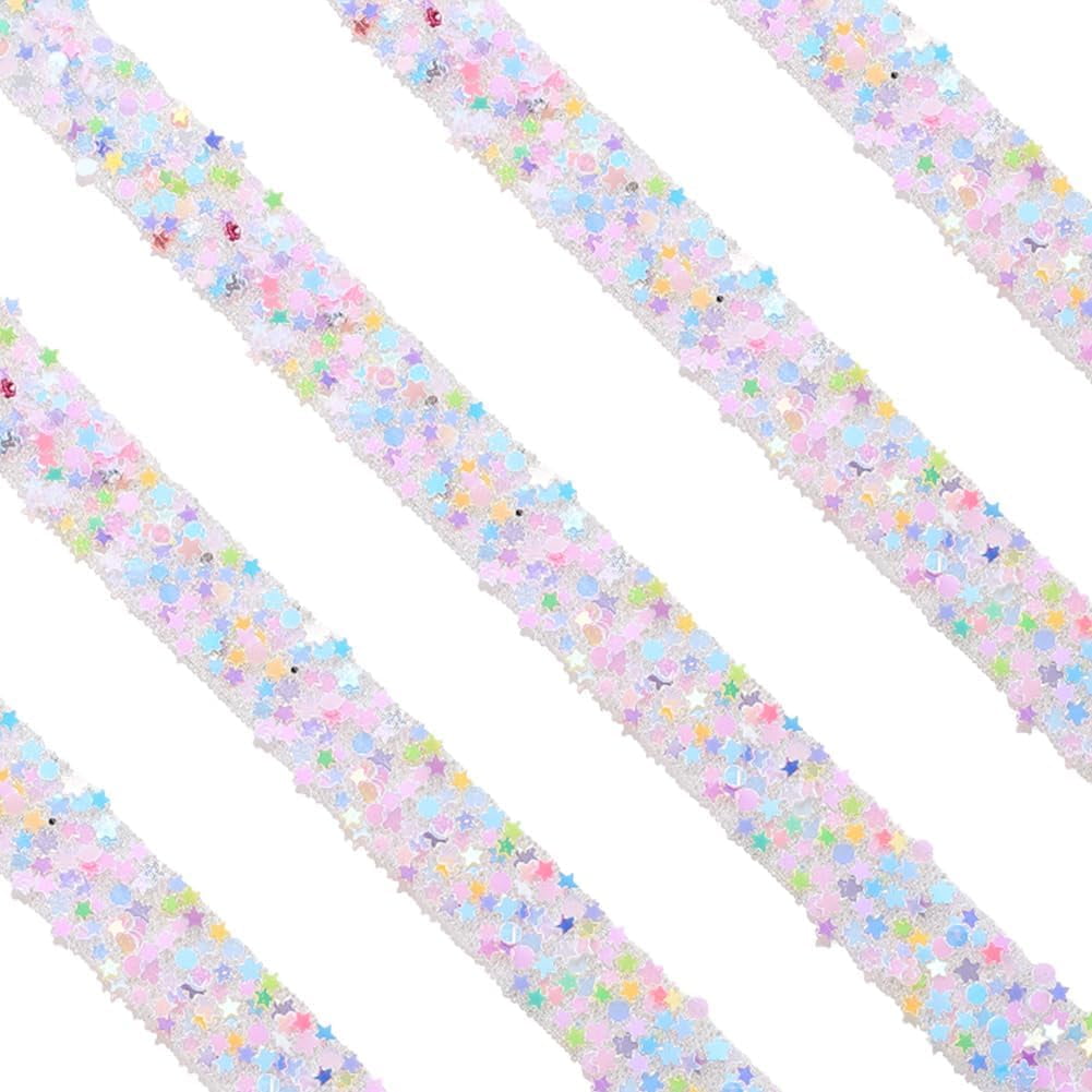 5.5 Yards Sequin Ribbon Trim Self Adhesive Rhinestone Tape with Spool 1 ...