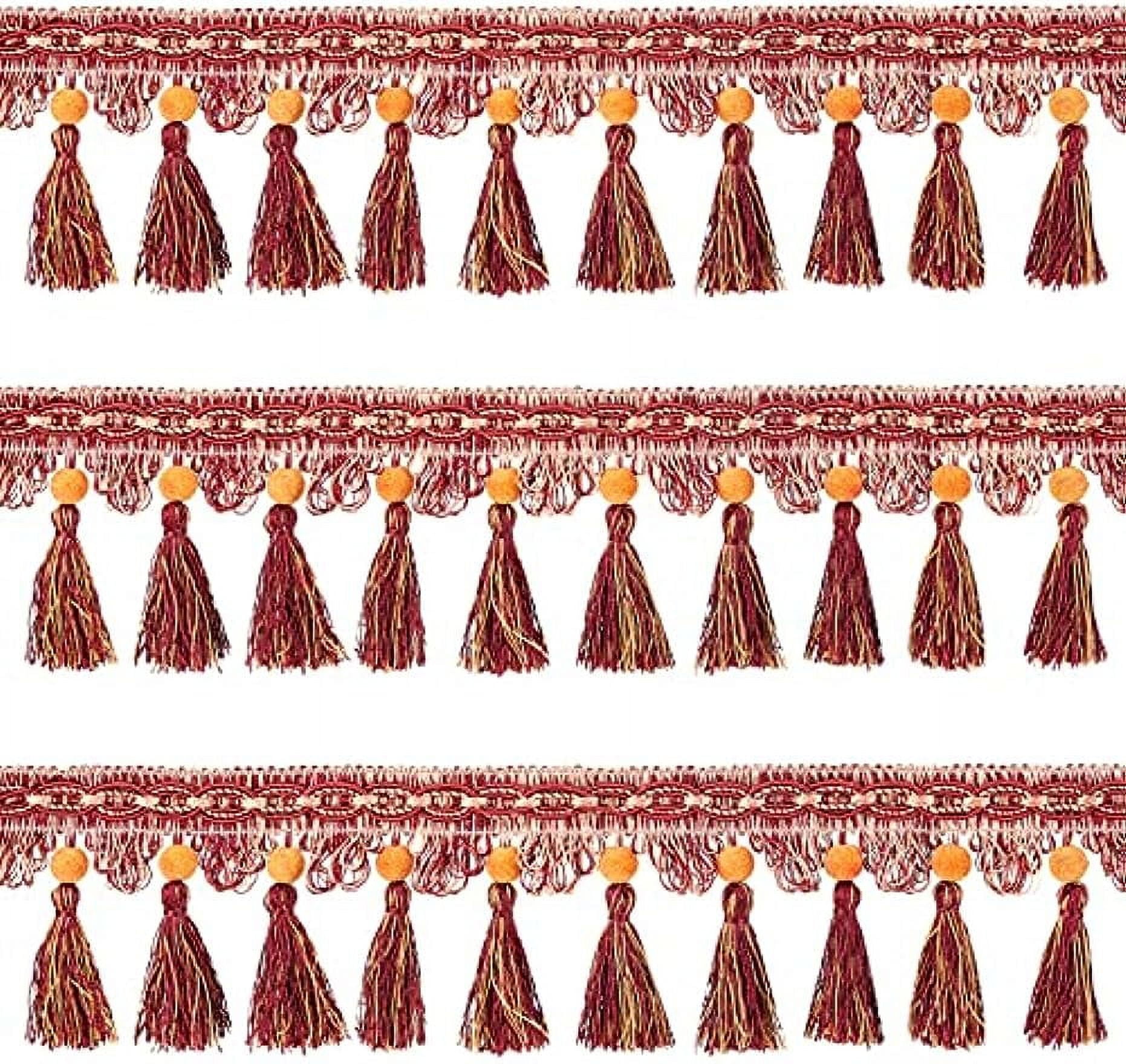 5.5 Yards Tassel Fringe Trim Dark Red Ethnic Style Tassel Fringe Trim ...