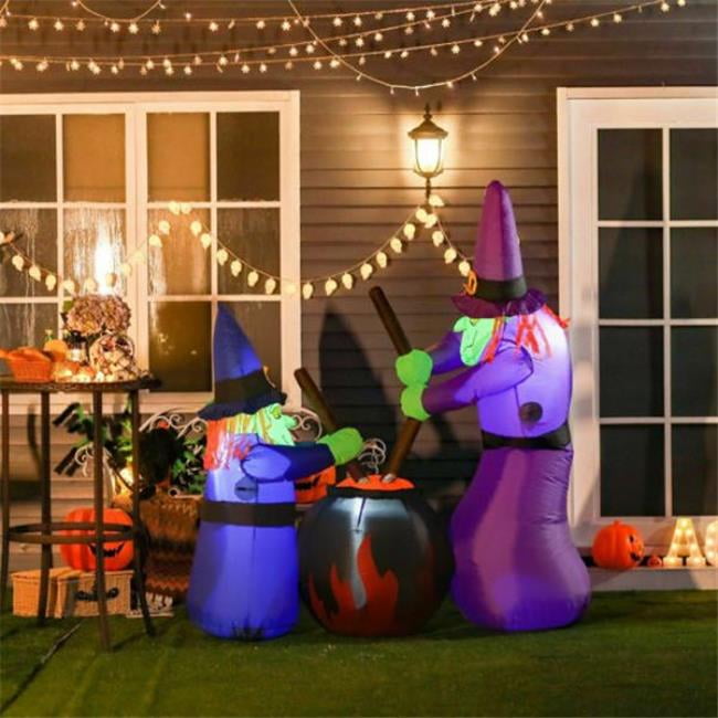 5.5 in. Inflatable Airblown Witches with Cauldron with LED Light ...