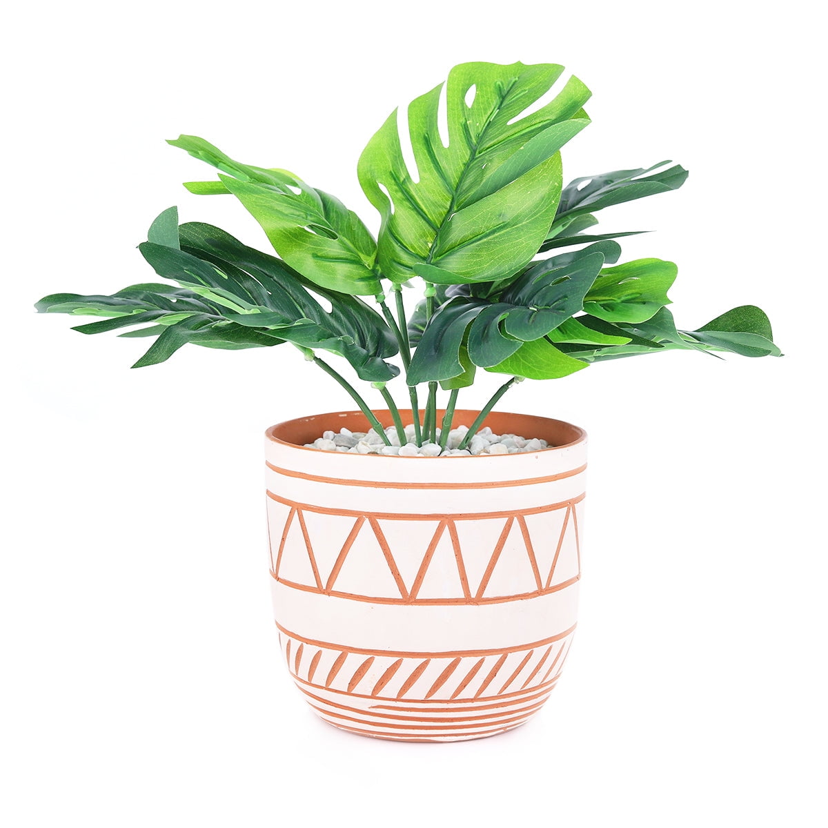 5.5 inch White - Clay Color Geometric Pattern Pot - Pot for Houseplants ...