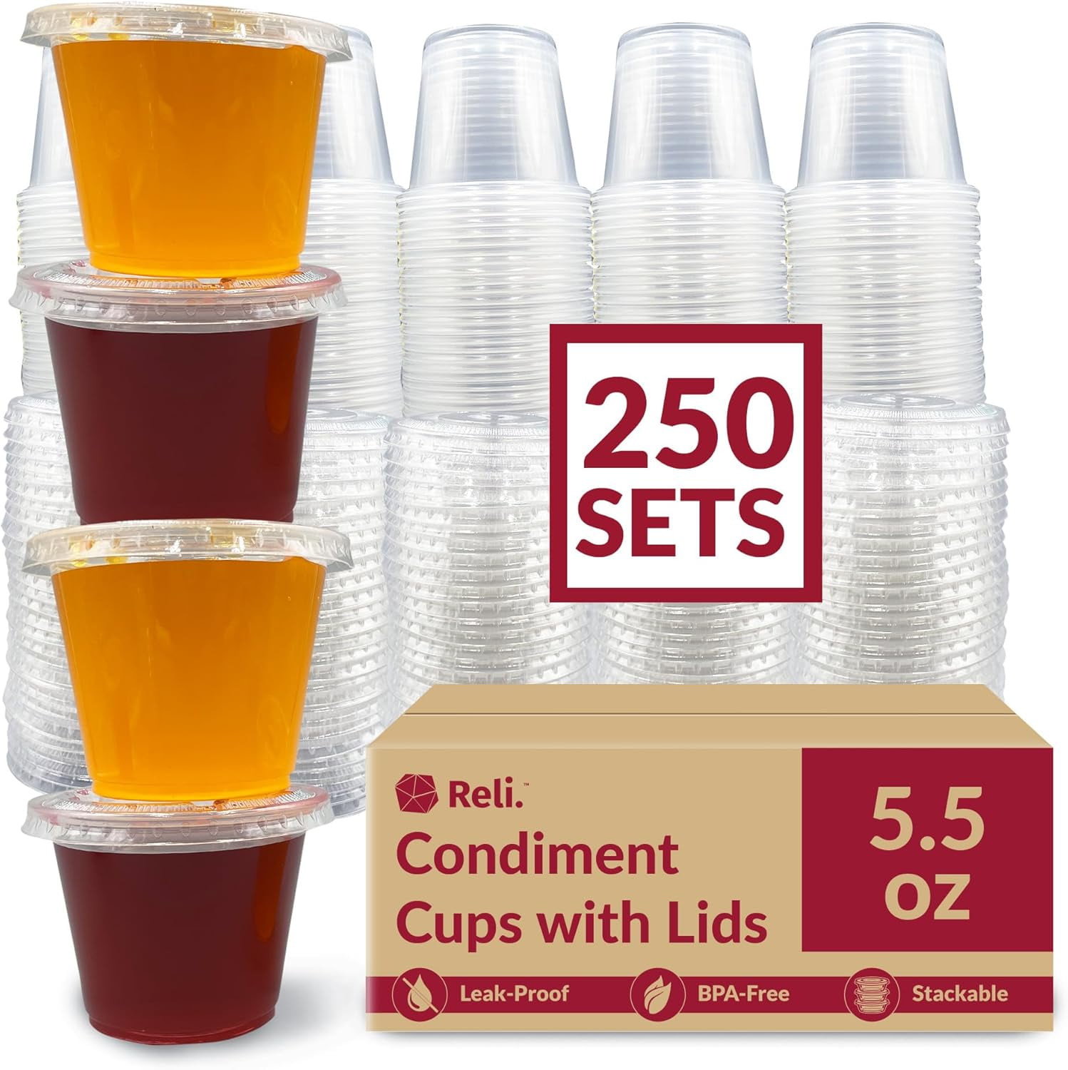 5.5 oz Small Containers with Lids (250 Sets) | Jello Shot Cups Clear ...
