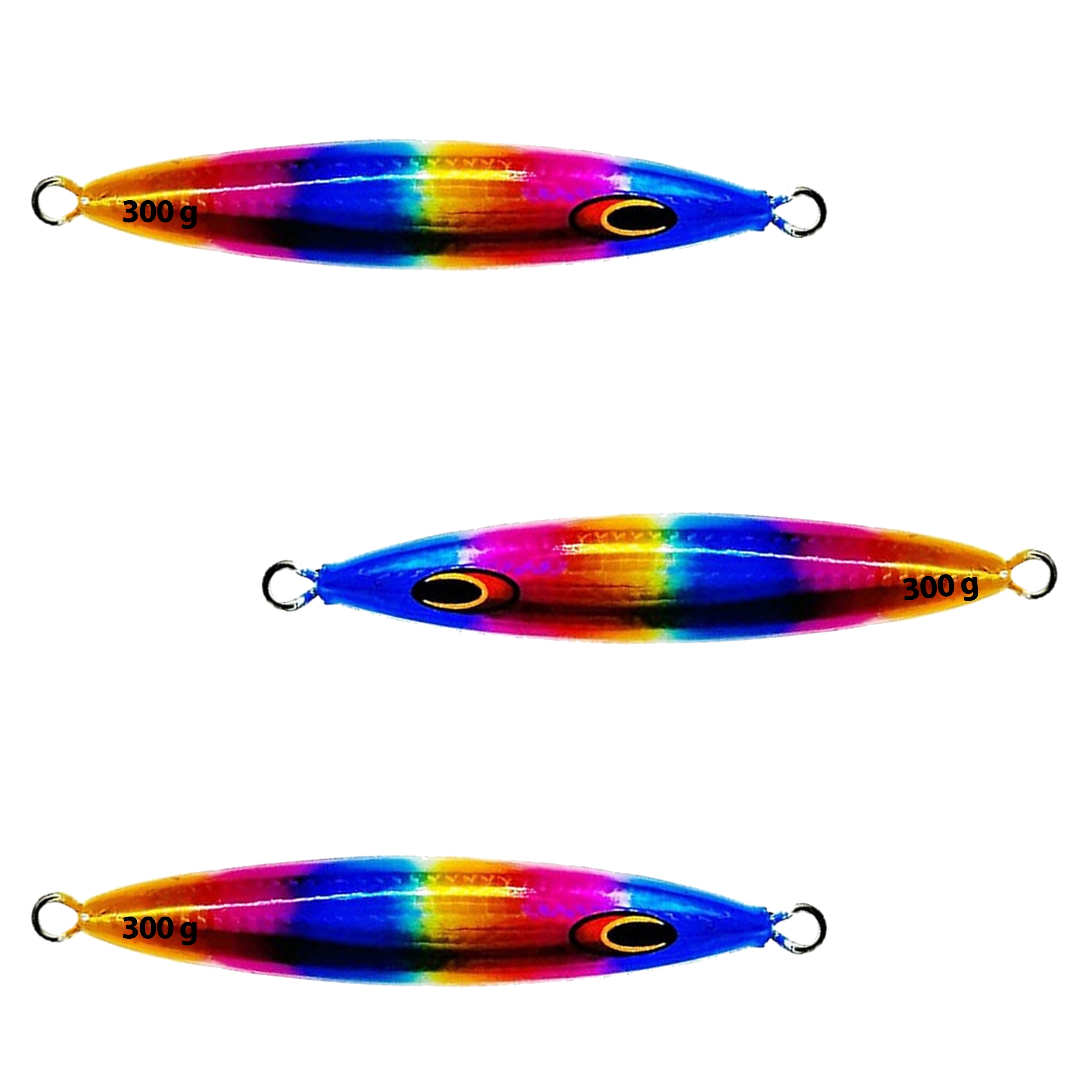 5.5" tuna jigs,300g deep sea saltwater jigging lures, 3 pcs Rainbow ...