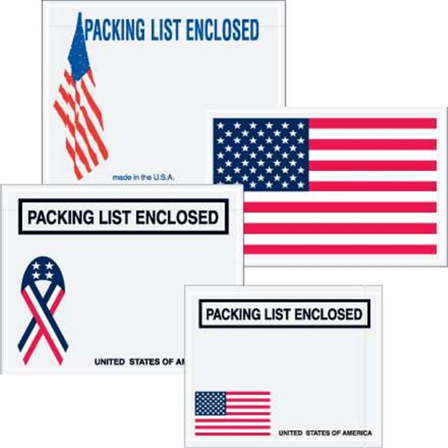 5 .5 x 10 in. 2 Mil Poly Red, White & Blue U.S.A. Flag Packing List ...