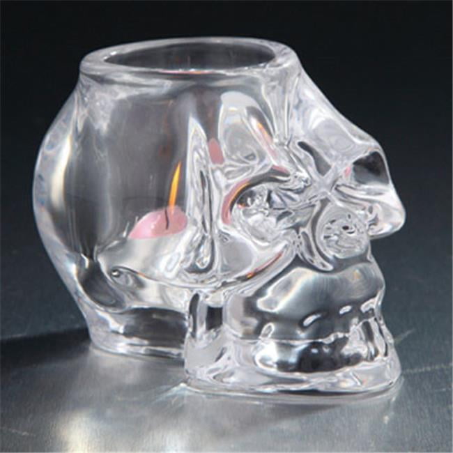5.5 x 5.5 x 4 in. Glass Skull Candle Holder, Clear - Walmart.com
