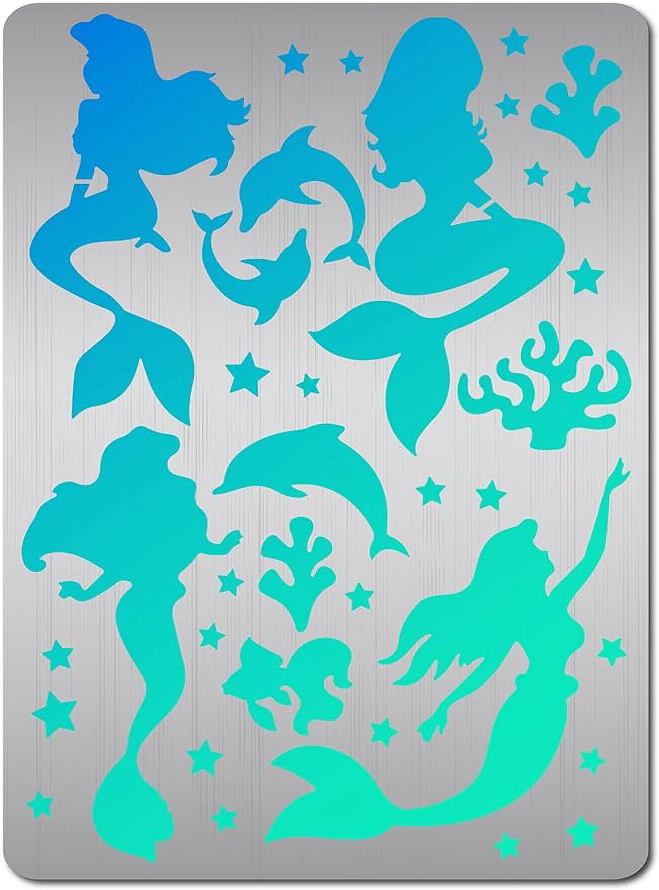 5.5 x 7.5" Mermaid Metal Journal Stencils Dolphin Stainless Steel ...