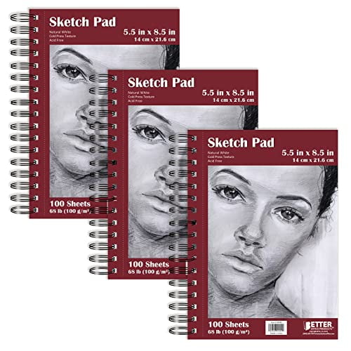 5.5" x 8.5" Sketch Paper Pads, 4 Pack, 400 Total Sheets (100 Each), 68 ...