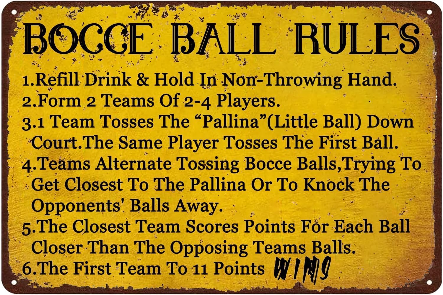 5.5"x8" Bocce Ball Rules Vintage Metal Tin Signs Funny Sport Tin Plaque ...