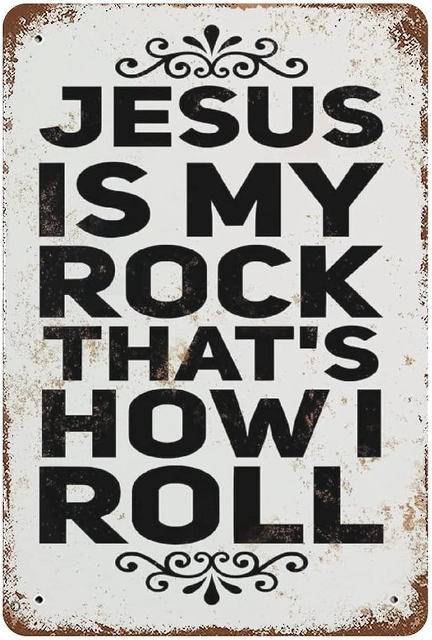 5.5"x8" Jesus Is My Rock That's How I Roll Metal Sign Christian Faith ...