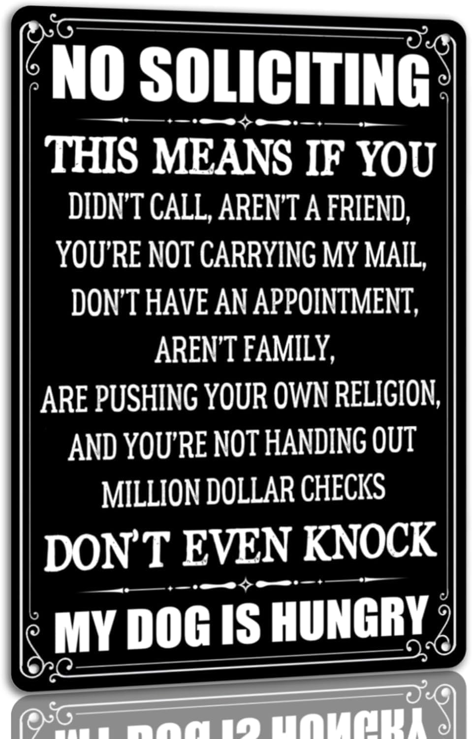 5.5"x8" No Soliciting Tin Sign Don't Even Knock My Dog Is Hungry Metal ...