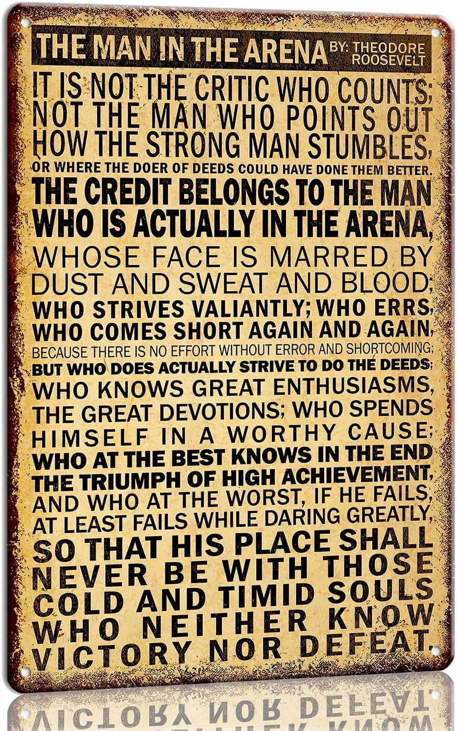 5.5"x8" The Man in The Arena Wall Art Inspirational Quotes Vintage ...