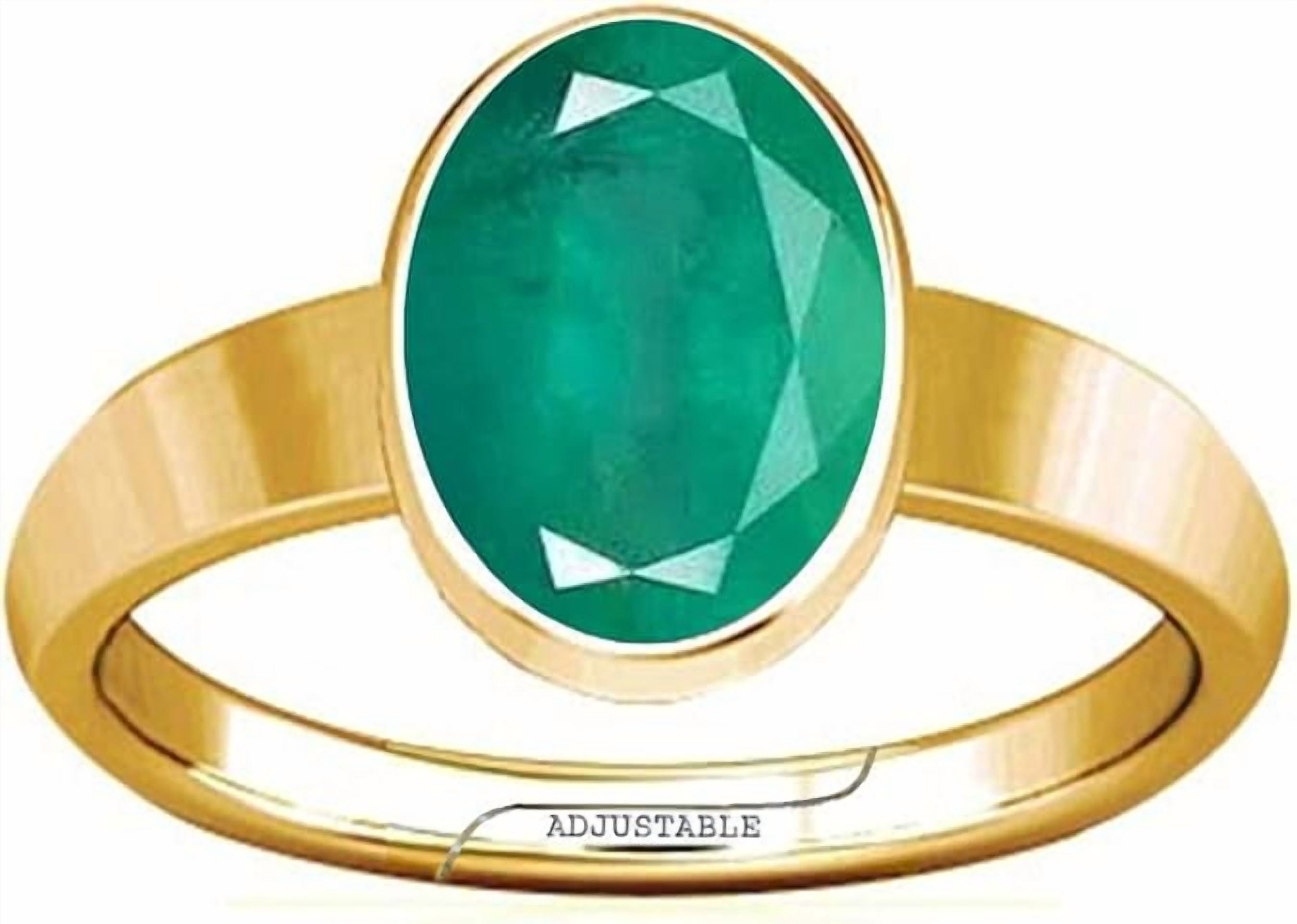 5.50 Carat Emerald Panna Gemstone Panchdhatu Adjustable Plain Design ...