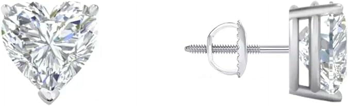 5.50 Ct Heart Cut Diamond Stud Earrings Solid14K White Gold Screw Back ...