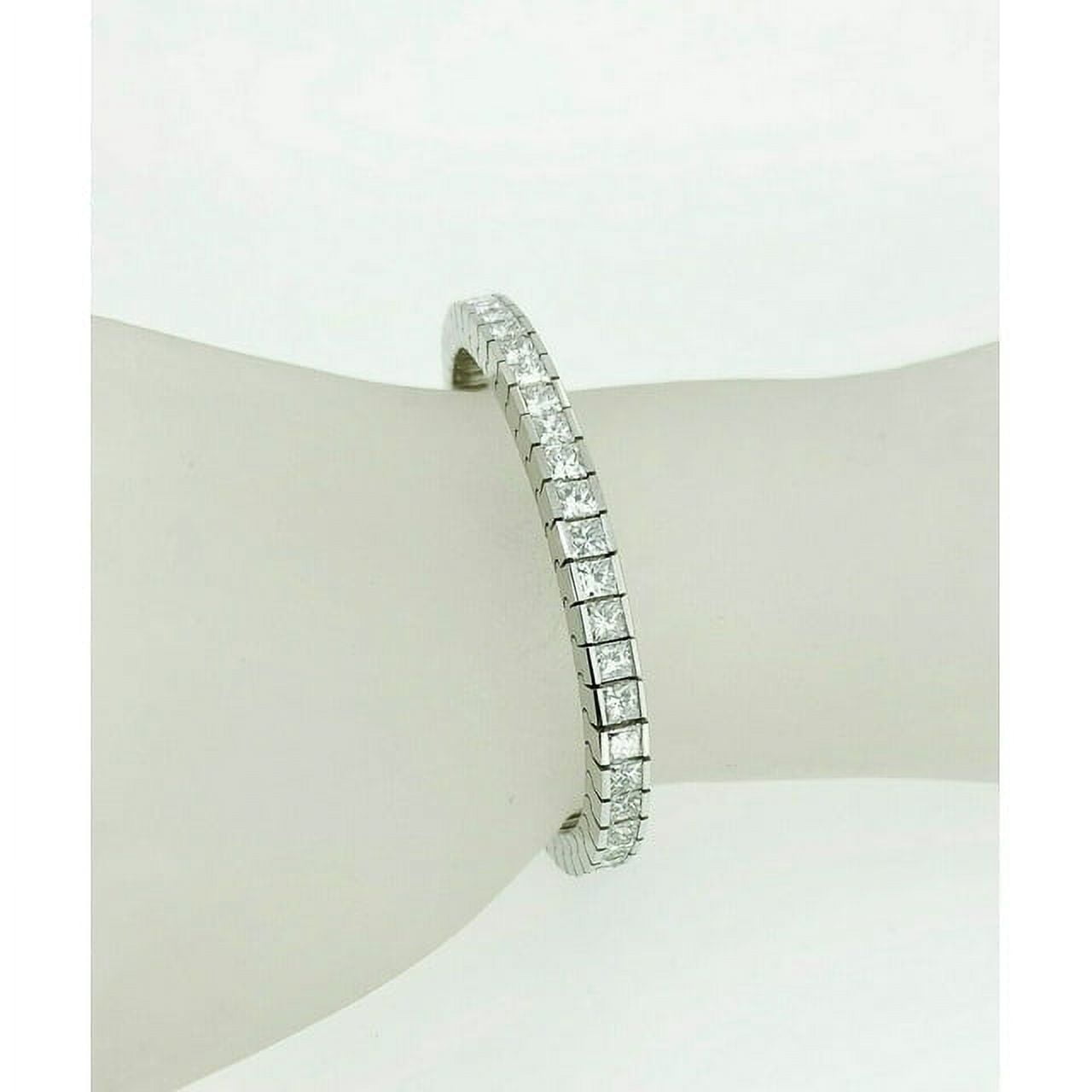 5.50CT Moissanite (VVS1,D) Princess Cut Tennis Bracelet 14K White Gold Fine Jewelry for Women ...