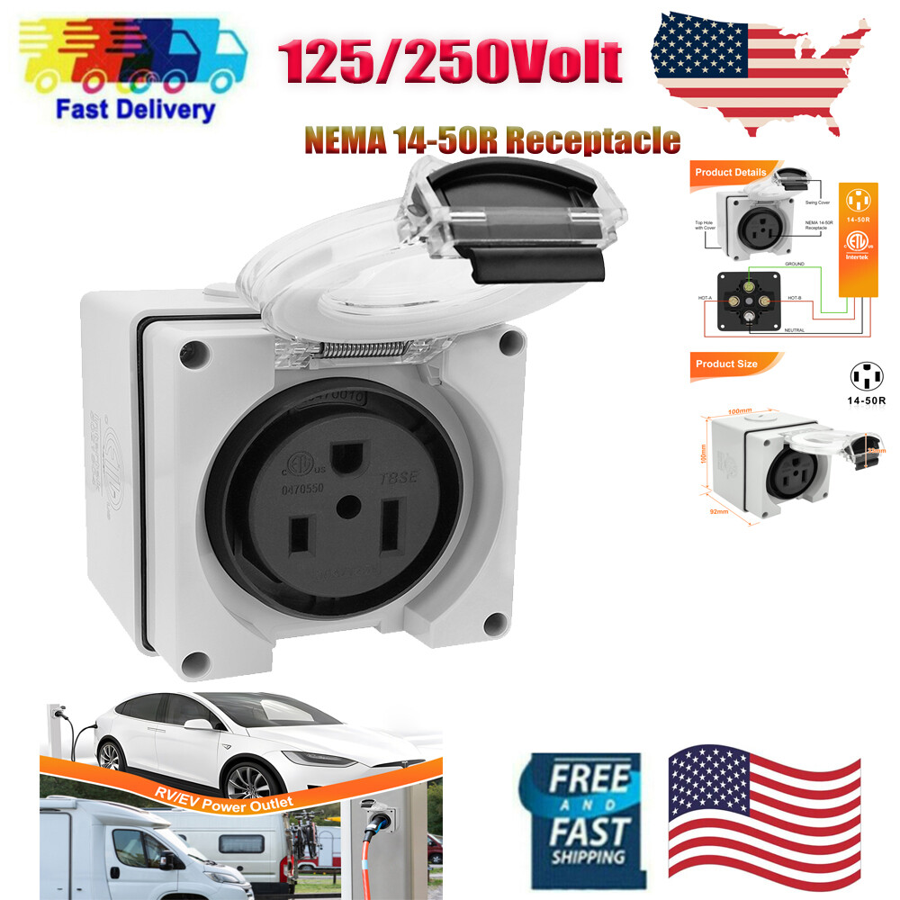 5-50R Receptacle 50 Amp Flush Mounting Outlet 3 Pole 125Volt IP66 for ...