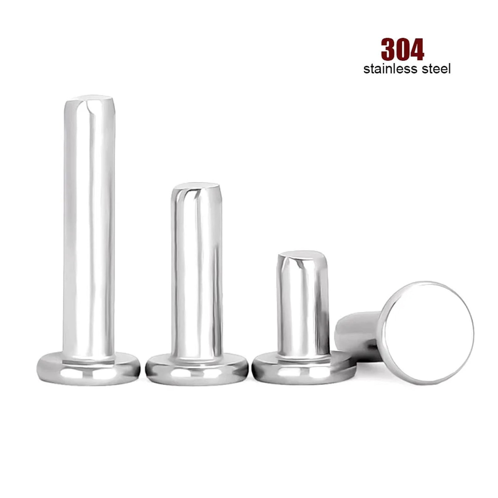 5/50pc M1.5 M2 M2.5 M3 M4 M5 M6 M8 GB109 304 Stainless Steel Flat Round Head Solid Rivet Self ...