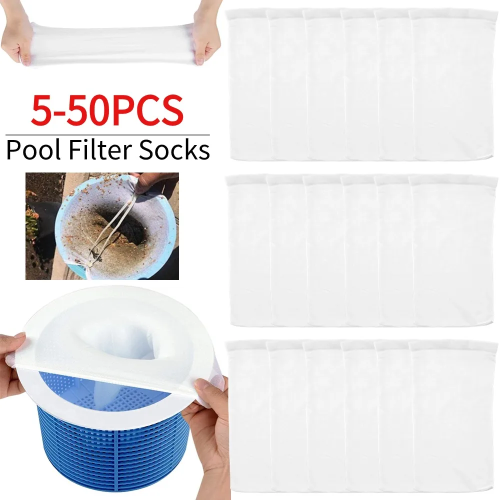5-50pcs Pool Skimmer Socks Elastic Nylon Mesh Design Pond Debris Leaves ...