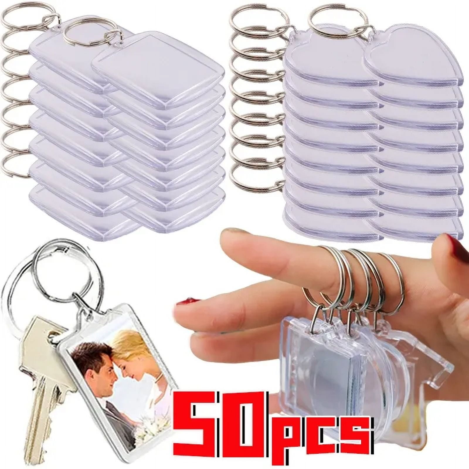 5/50pcs Transparent Rectangle Blank Clear Acrylic Insert Photo Picture Frame Keyring Keychain ...