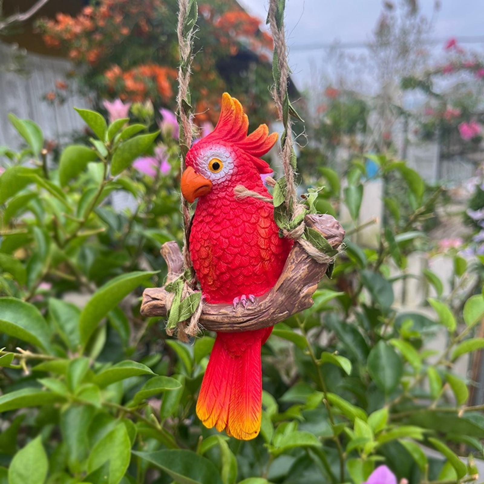 5.51in Resin Parrot Swing Hanging Garden Decoration for Patio Balcony ...