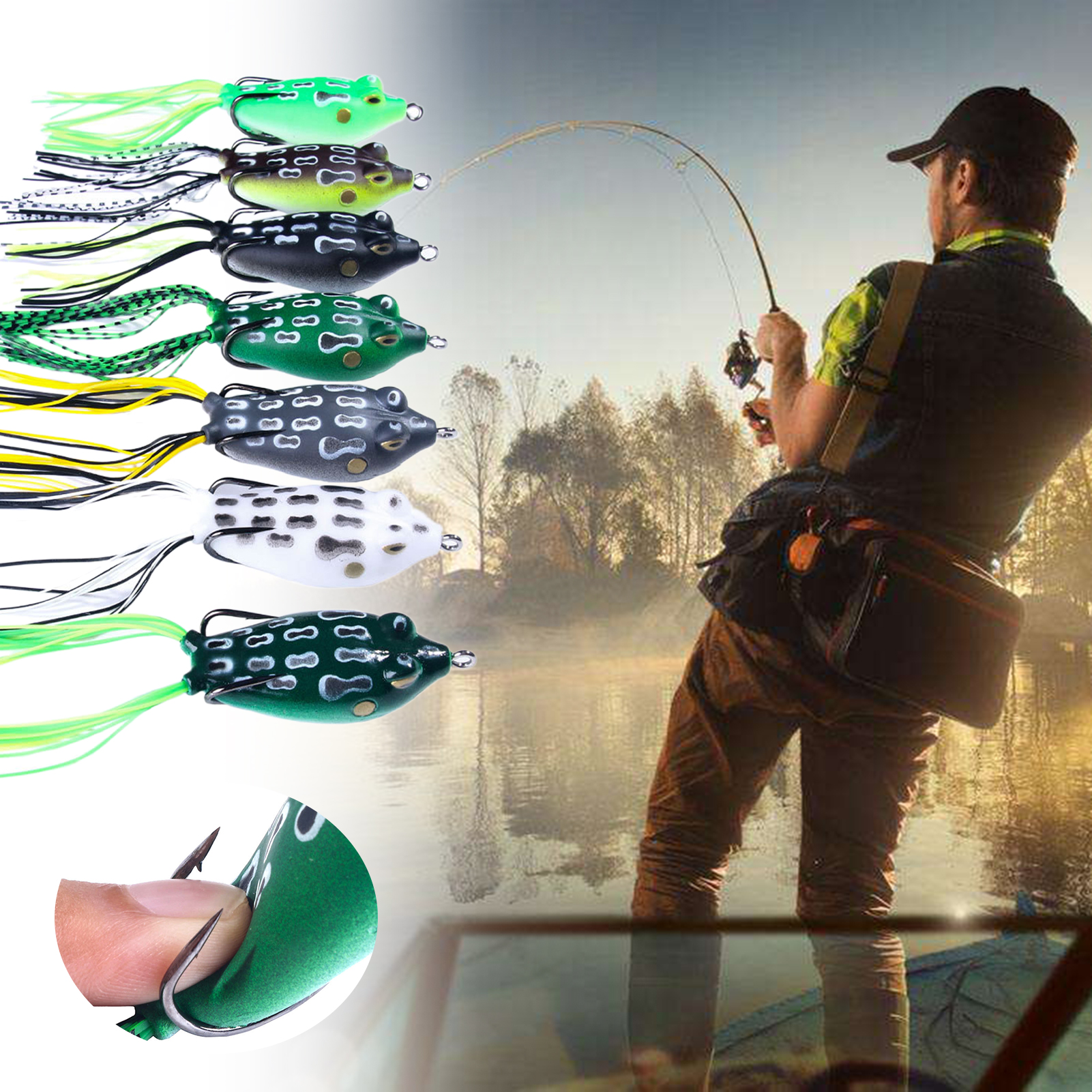 5.5CM/11G Fishing Lure Simulated with Tassels Bright Color Sharp Hook ...