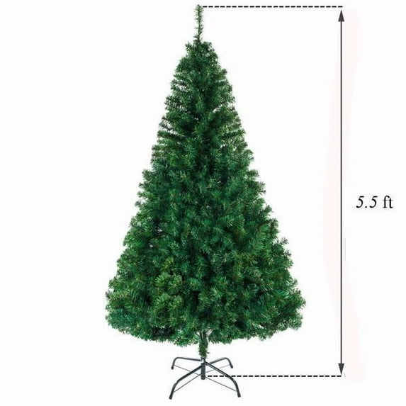 5.5FT Artificial Christmas Tree - 850 PVC Branch Tips, Flame-Retardant ...