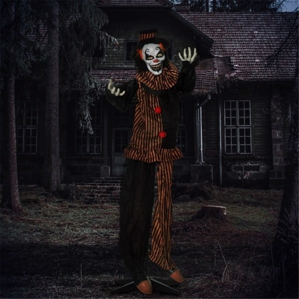 5.5FT Halloween Animatronics Scary Clown, Animated Halloween Decoration ...