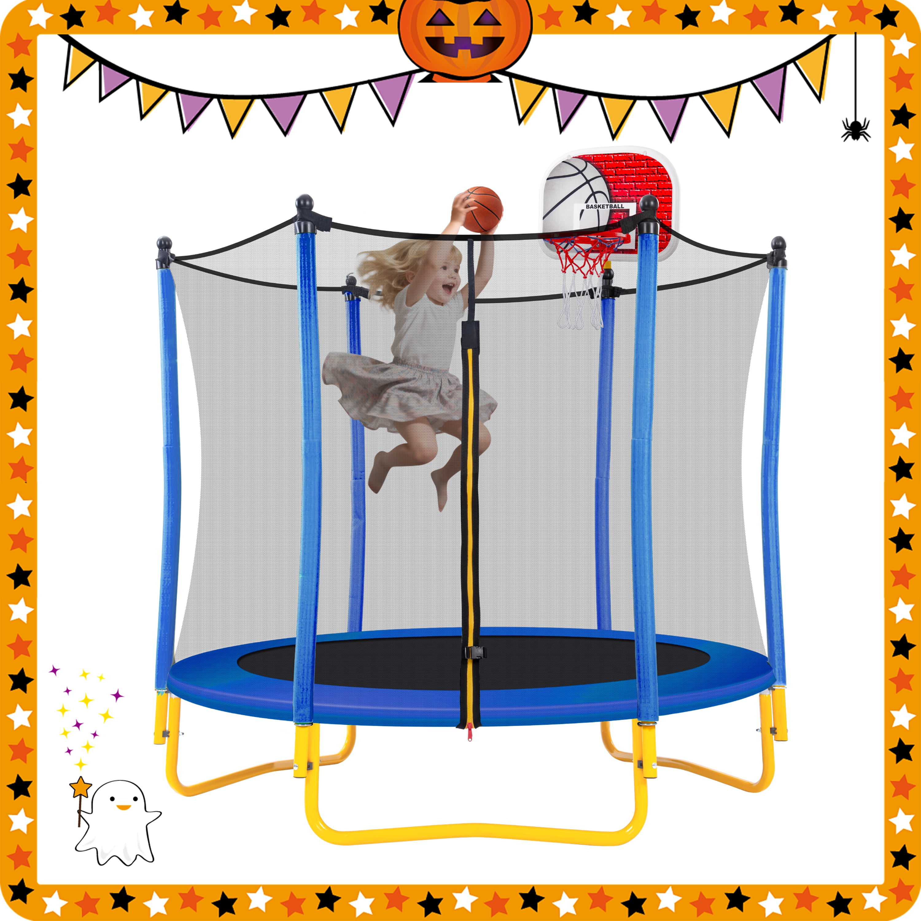 5.5FT Mini Trampoline for Kids, 65" Toddler Trampoline Indoor/Outdoor ...