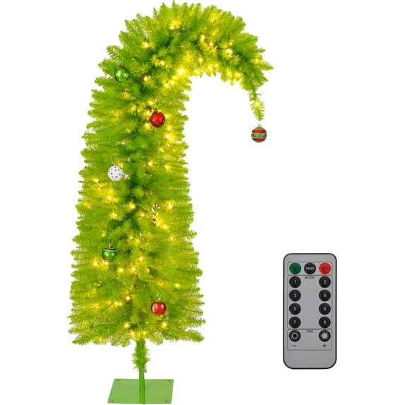 5.5FT Pre-lit Whimsical Artificial Christmas Tree with 150 LED Lights ...