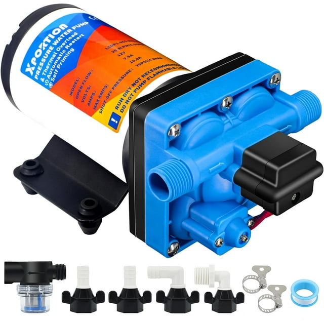 5.5GPM 70PSI RV Diaphragm Pump, 12V Water Pump with Pressure Switch, RV Self Priming Water Pump ...