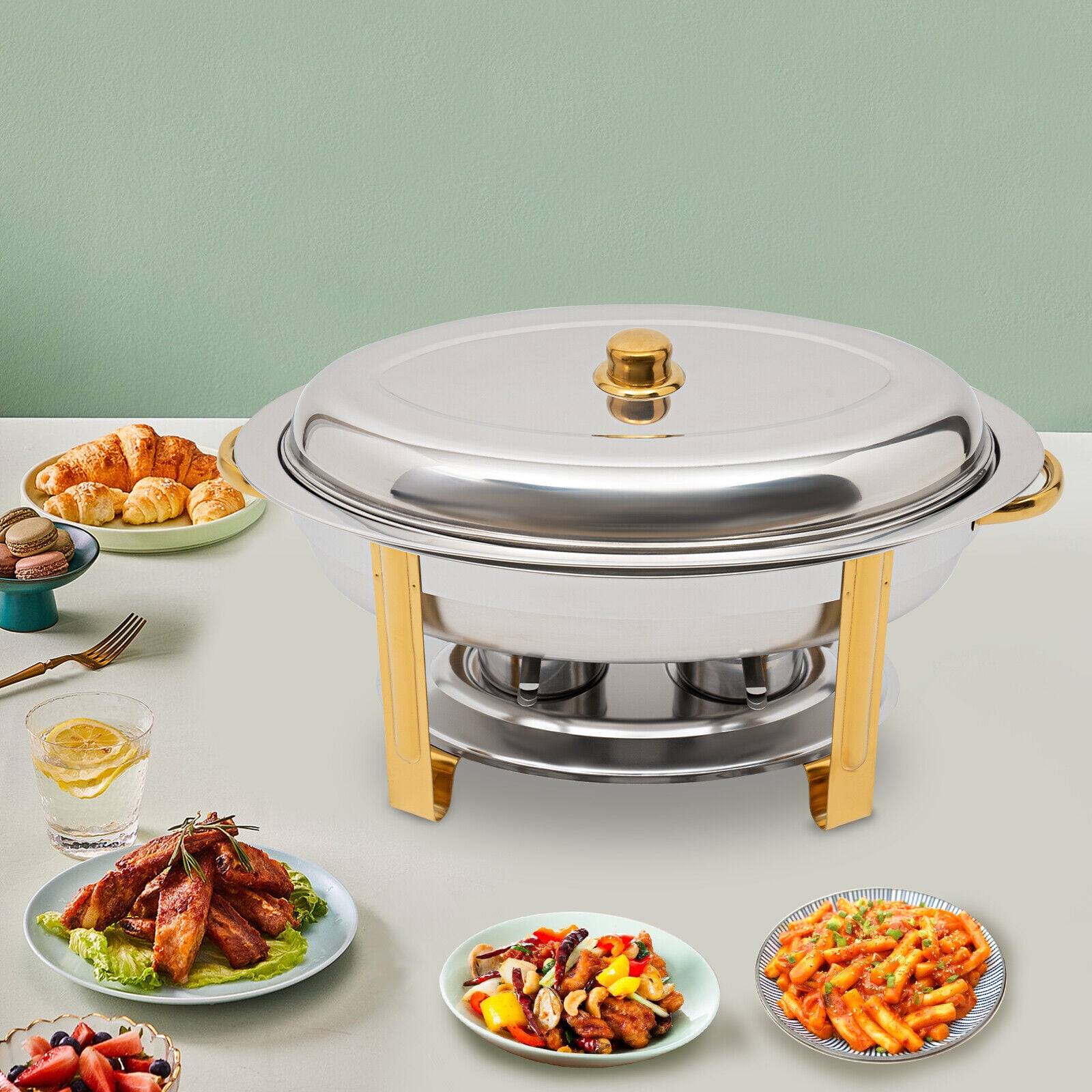 5.5L Gold Chafing Dish Food Warmer Food Pan Stainless Steel Buffet Set ...