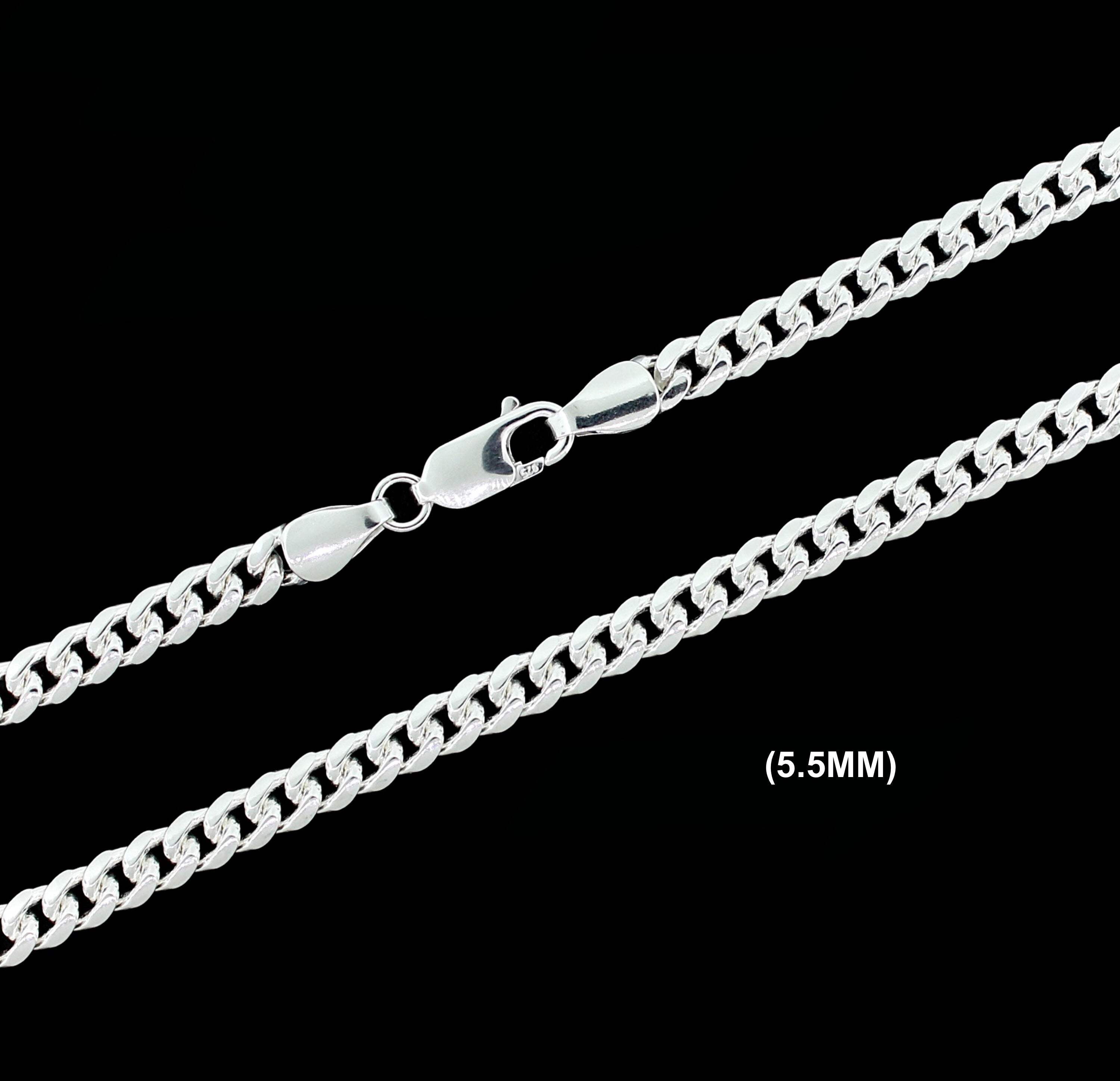 5.5MM Solid 925 Sterling Silver Miami Cuban Link Chain Necklace or ...