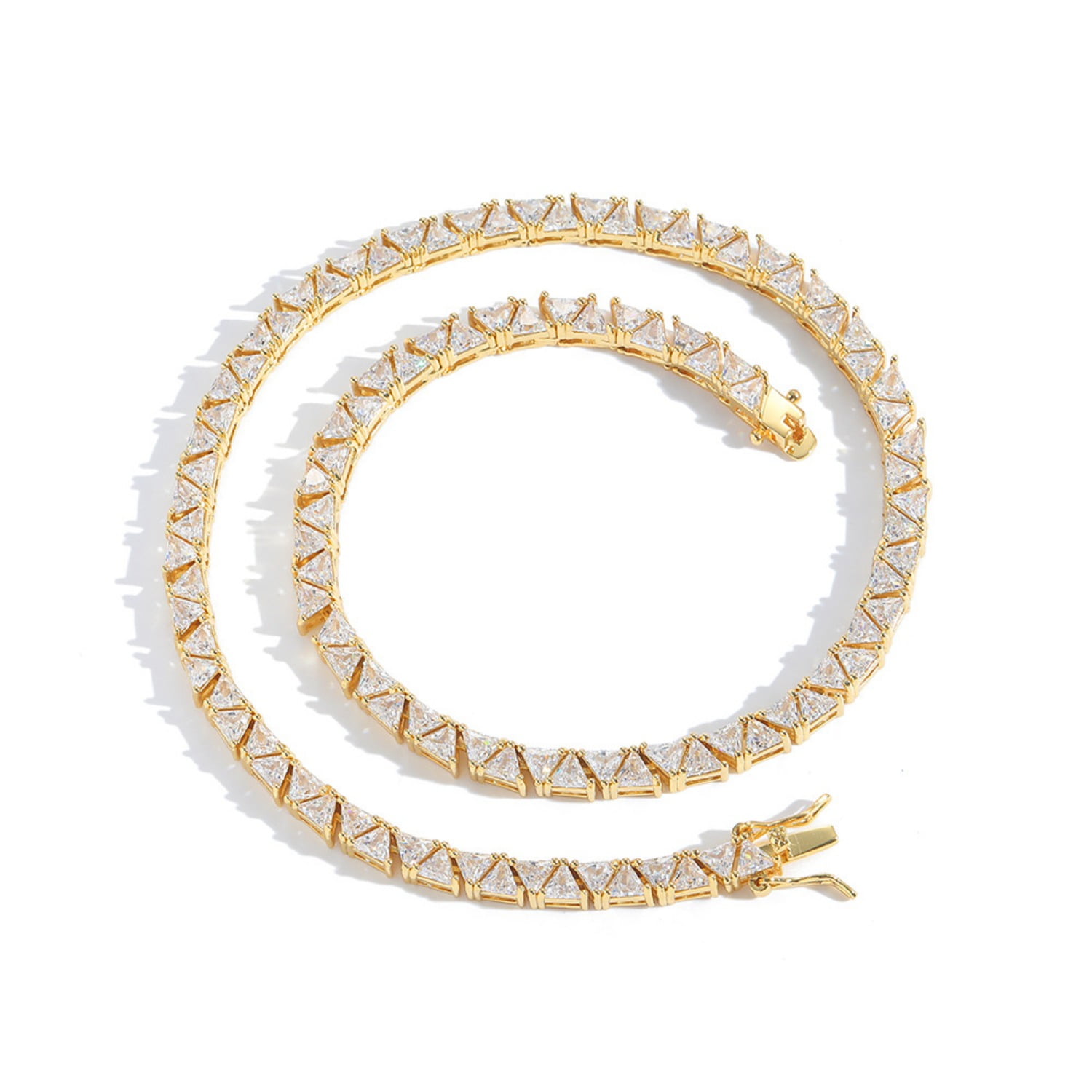 5*5MM Triangle Shape Tennis Necklace for Women 18K Gold Plated ...