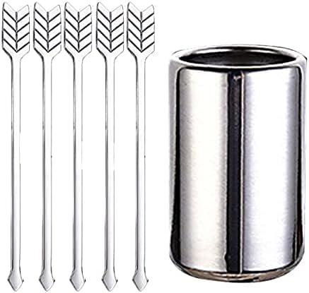 5'' 5Pcs Stainless Steel Coffee Stir Sticks with Stirrers Holder, Metal ...