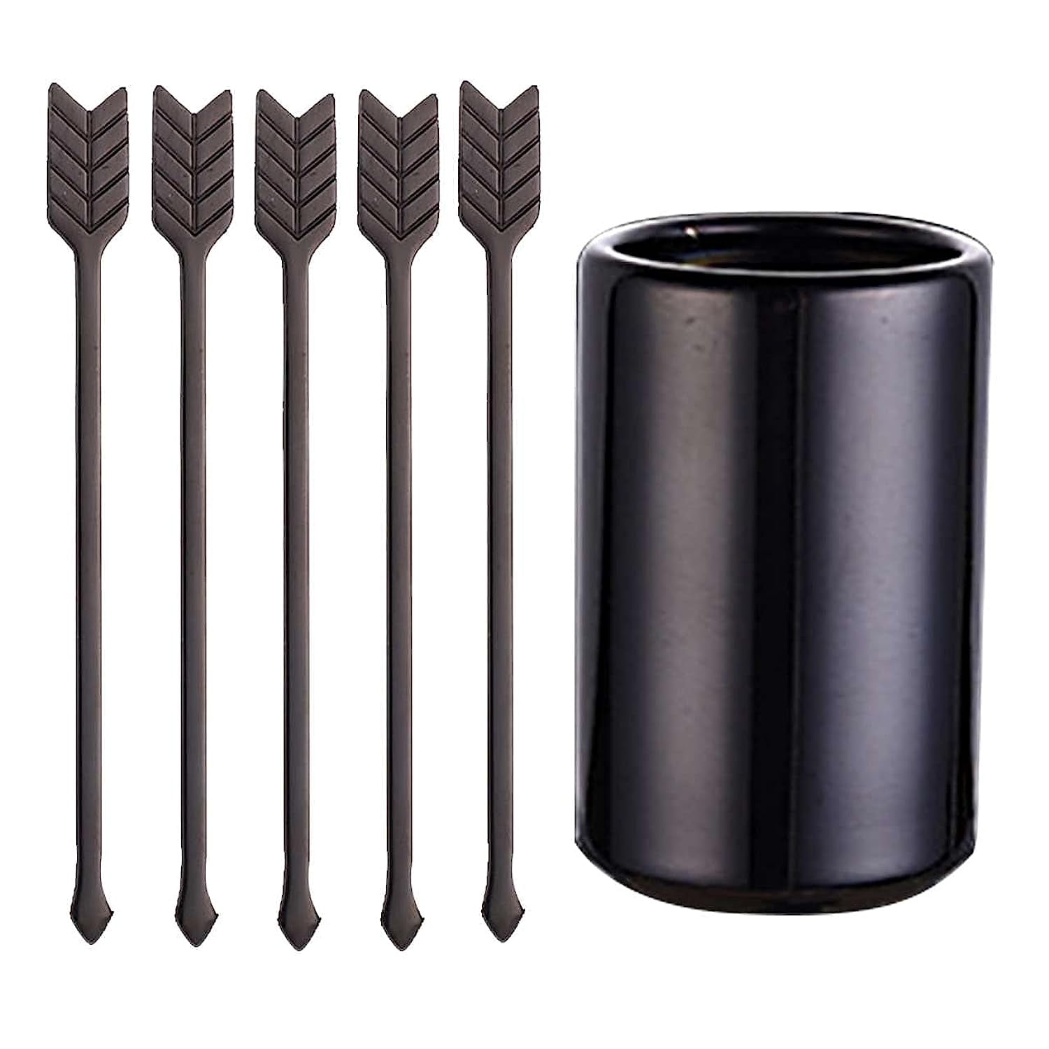 5'' 5Pcs Stainless Steel Coffee Stir Sticks with Stirrers Holder ...