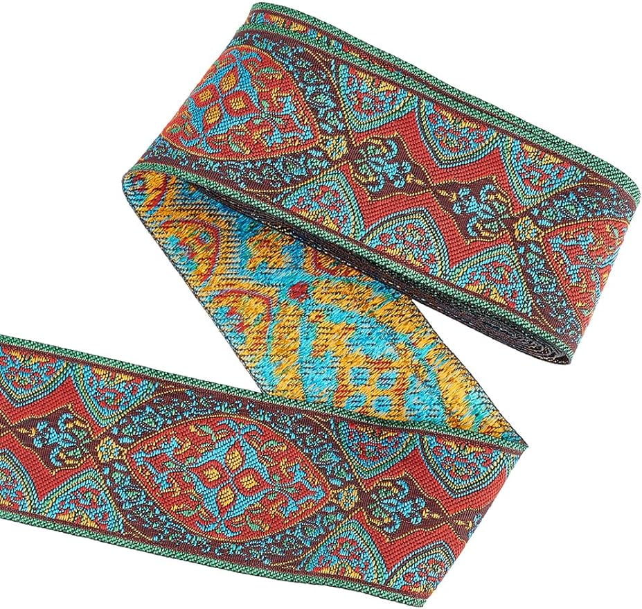 5.5Yards Jacquard Ribbon Trim 2 inch Wide Vintage Floral Embroidery ...