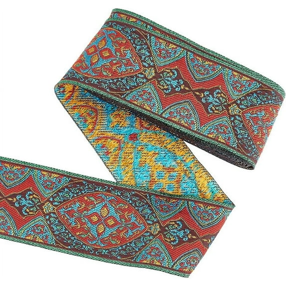 5.5Yards Jacquard Ribbon Trim 2 inch Wide Vintage Floral Embroidery ...