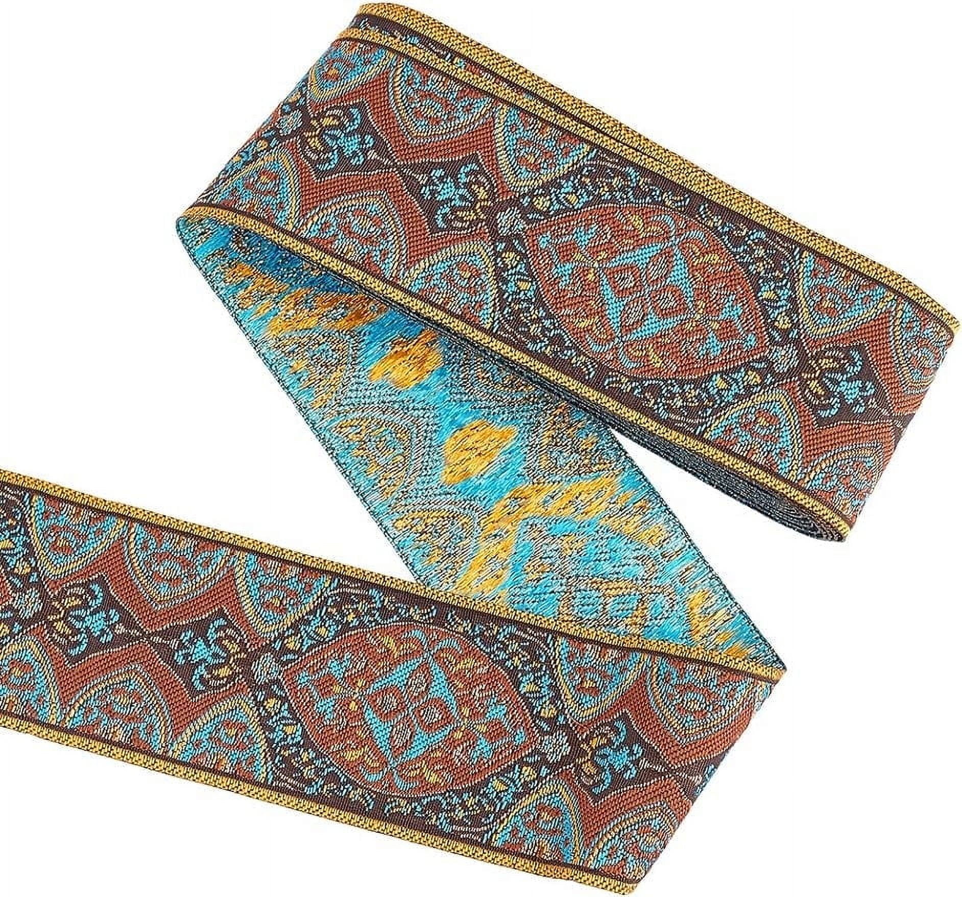 5.5Yards Jacquard Ribbon Trim 2 inch Wide Vintage Floral Embroidery ...