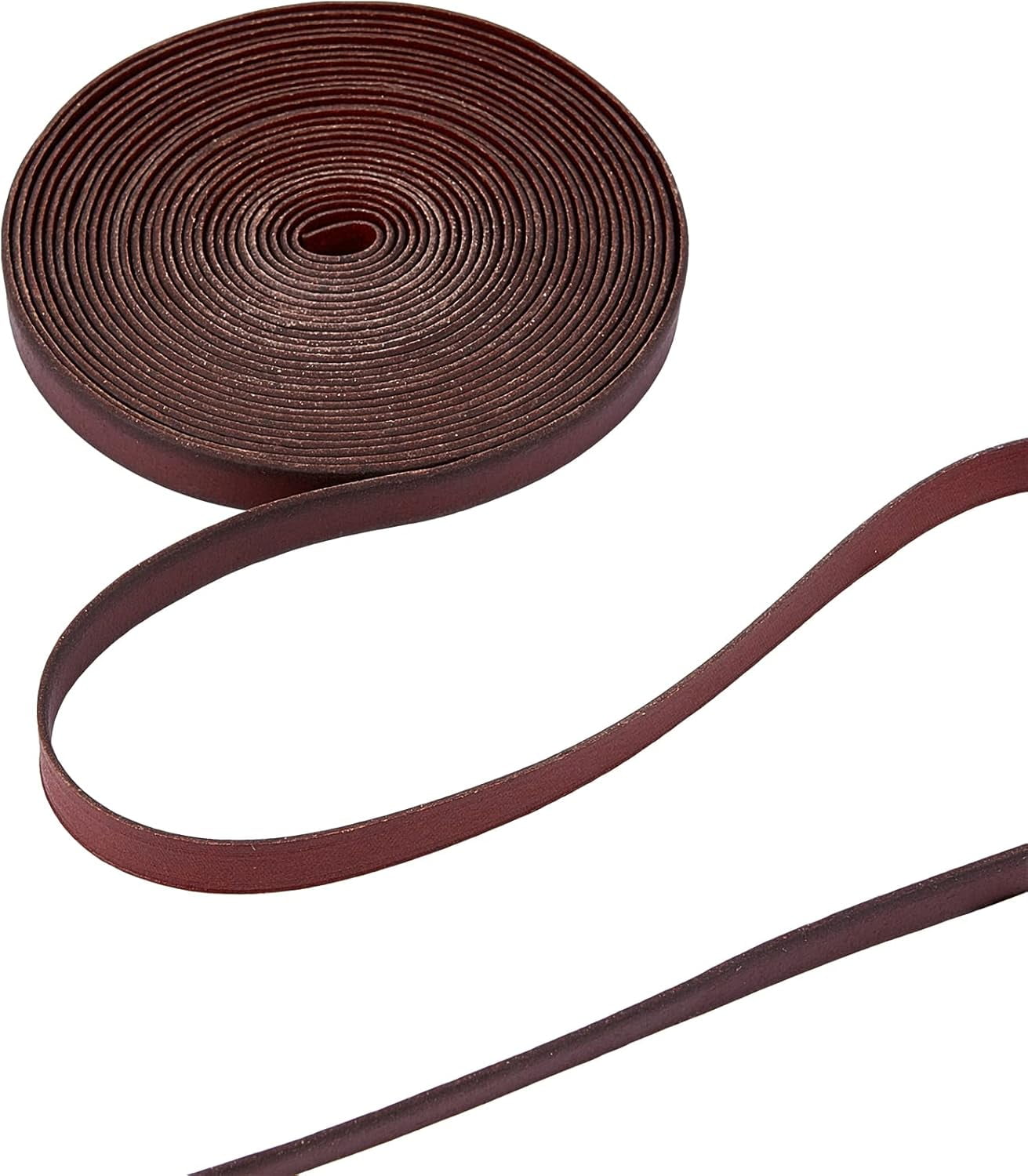 5.5Yds 10mm Flat Genuine Leather Cord String Leather Shoelace Boot Lace ...