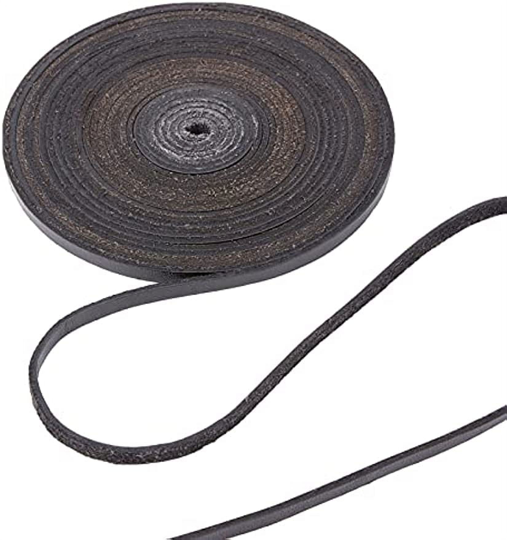 5.5Yds 5mm Black Flat Genuine Leather Cord Natural Leather String Lace ...