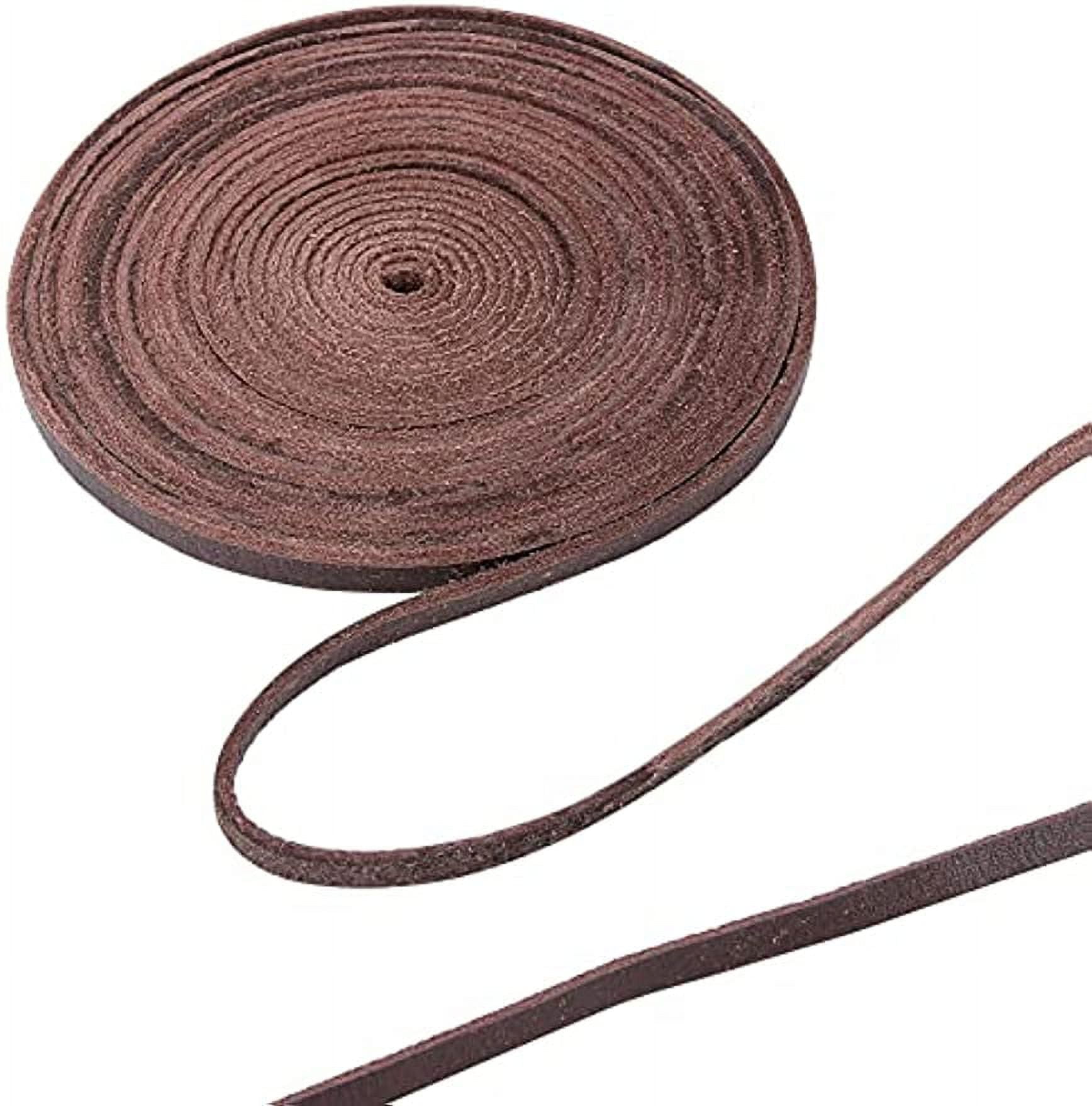 5.5Yds 5mm Flat Genuine Leather Cord String 2mm Thick Natural Leather ...