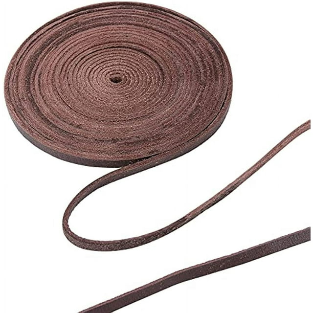 5.5Yds 5mm Flat Genuine Leather Cord String 2mm Thick Natural Leather ...