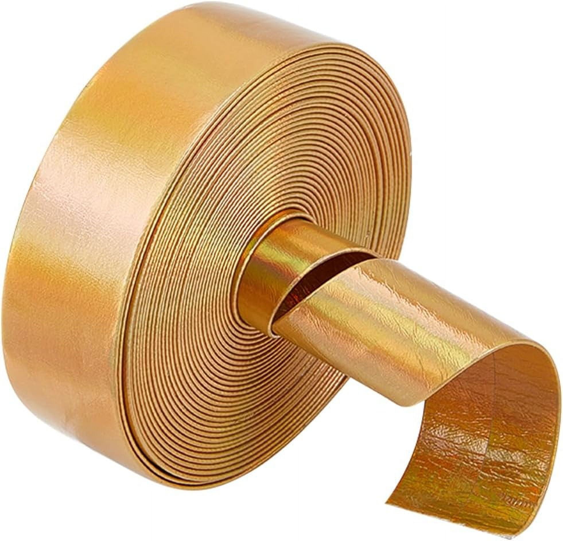 5.5Ydsx0.98"x0.03" Gold Metallic Leather Straps Flat Glossy Pu Leather ...