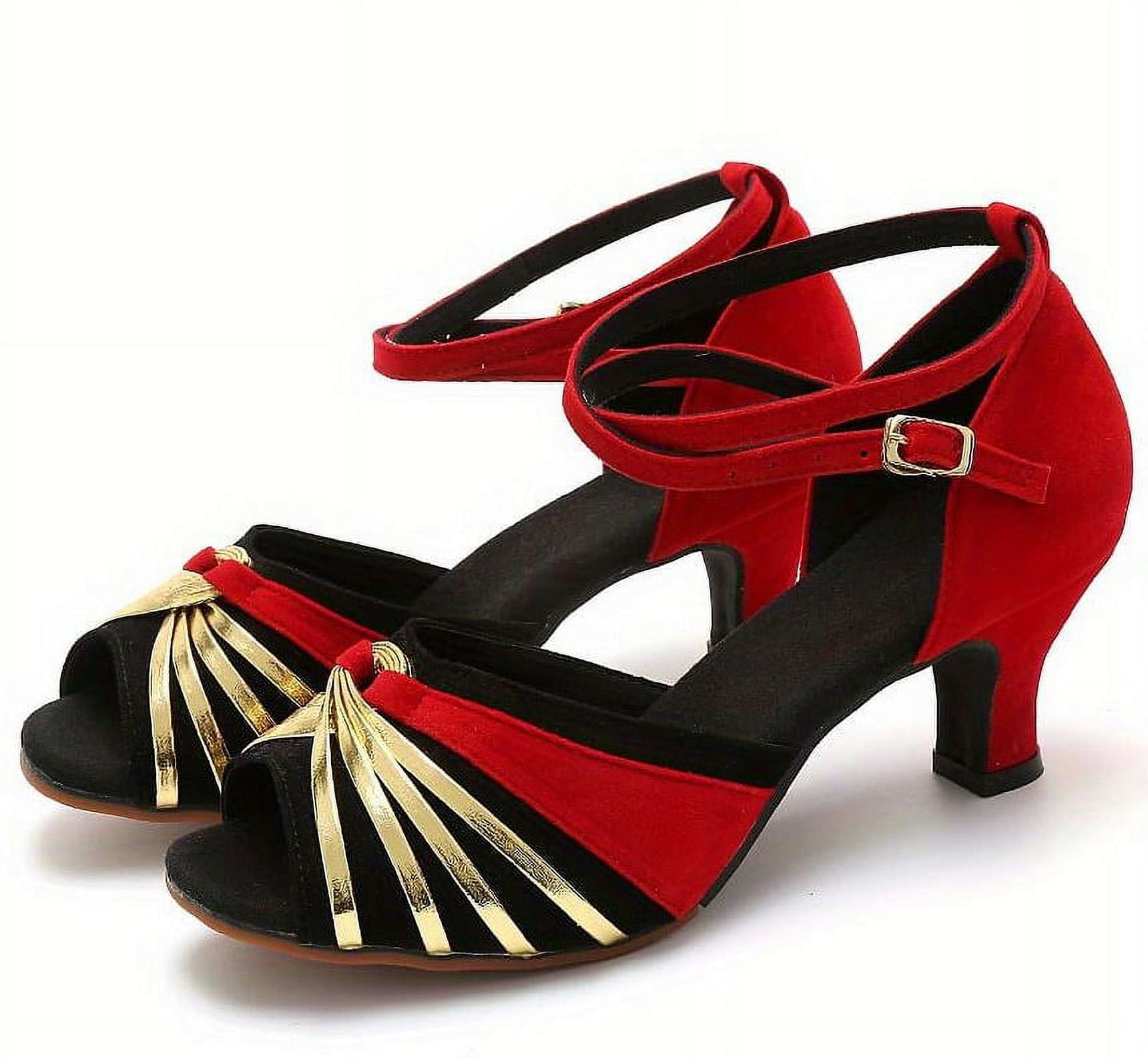 5.5cm Fish Mouth Open Toe Latin Dance Shoes Ankle Cross Strap Buckle ...
