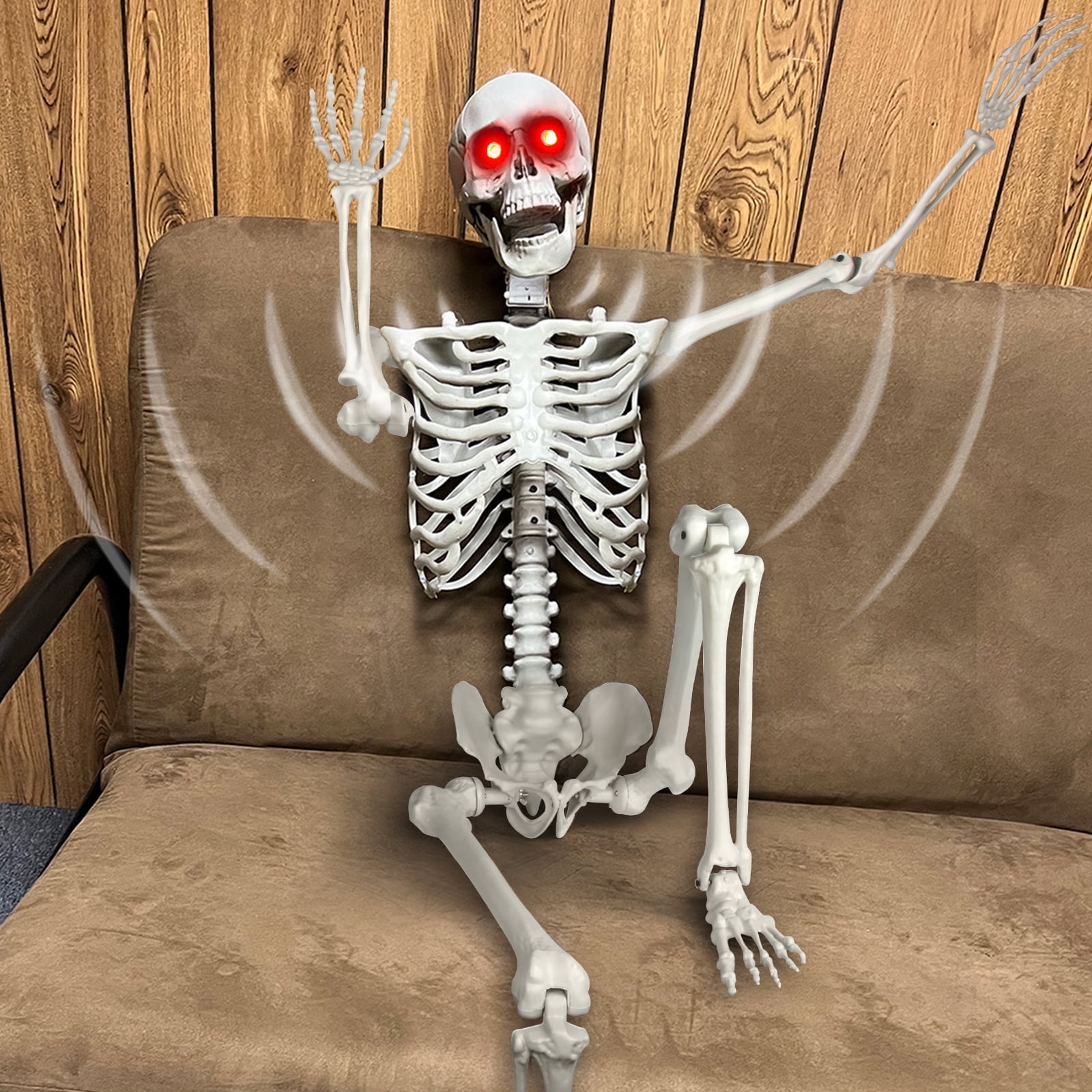 5.5ft Halloween Skeleton Life Size Pose-n-stay Skeleton with LED ...
